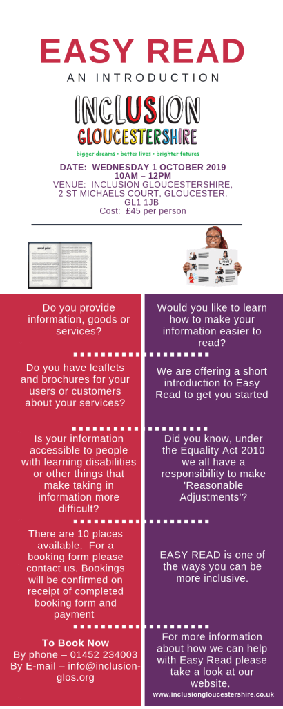 Easy Read Training Oct 2019 V2 - Inclusion Gloucestershire